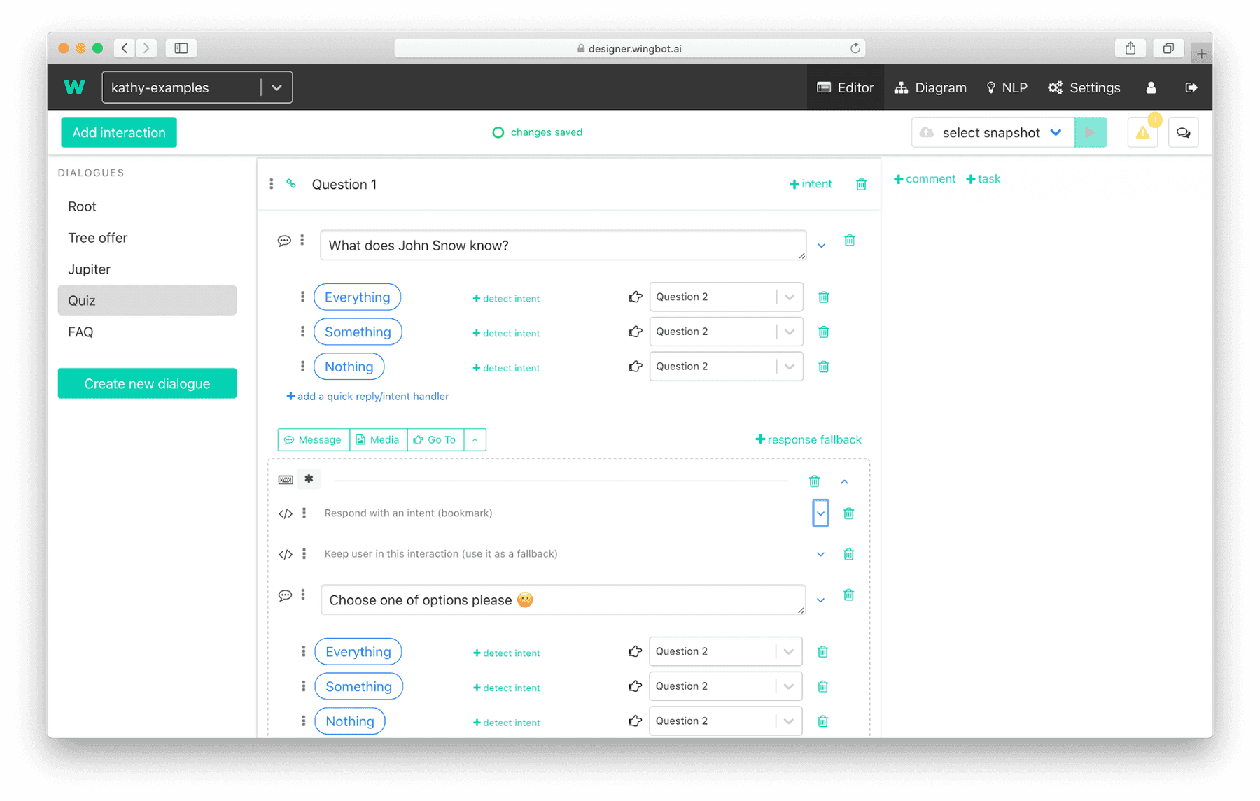 Advanced context snippets - Wingbot Chatbot Framework Documentation