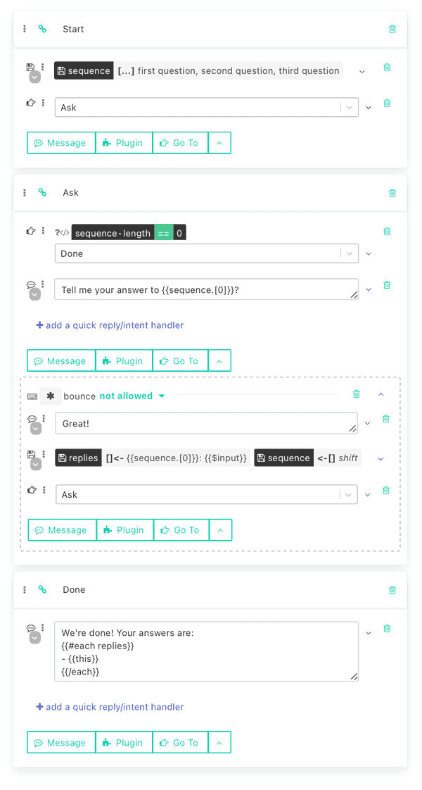 Array variables - Wingbot Chatbot Framework Documentation