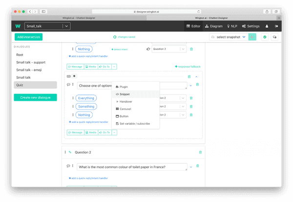 Force user to answer - Wingbot Chatbot Framework Documentation
