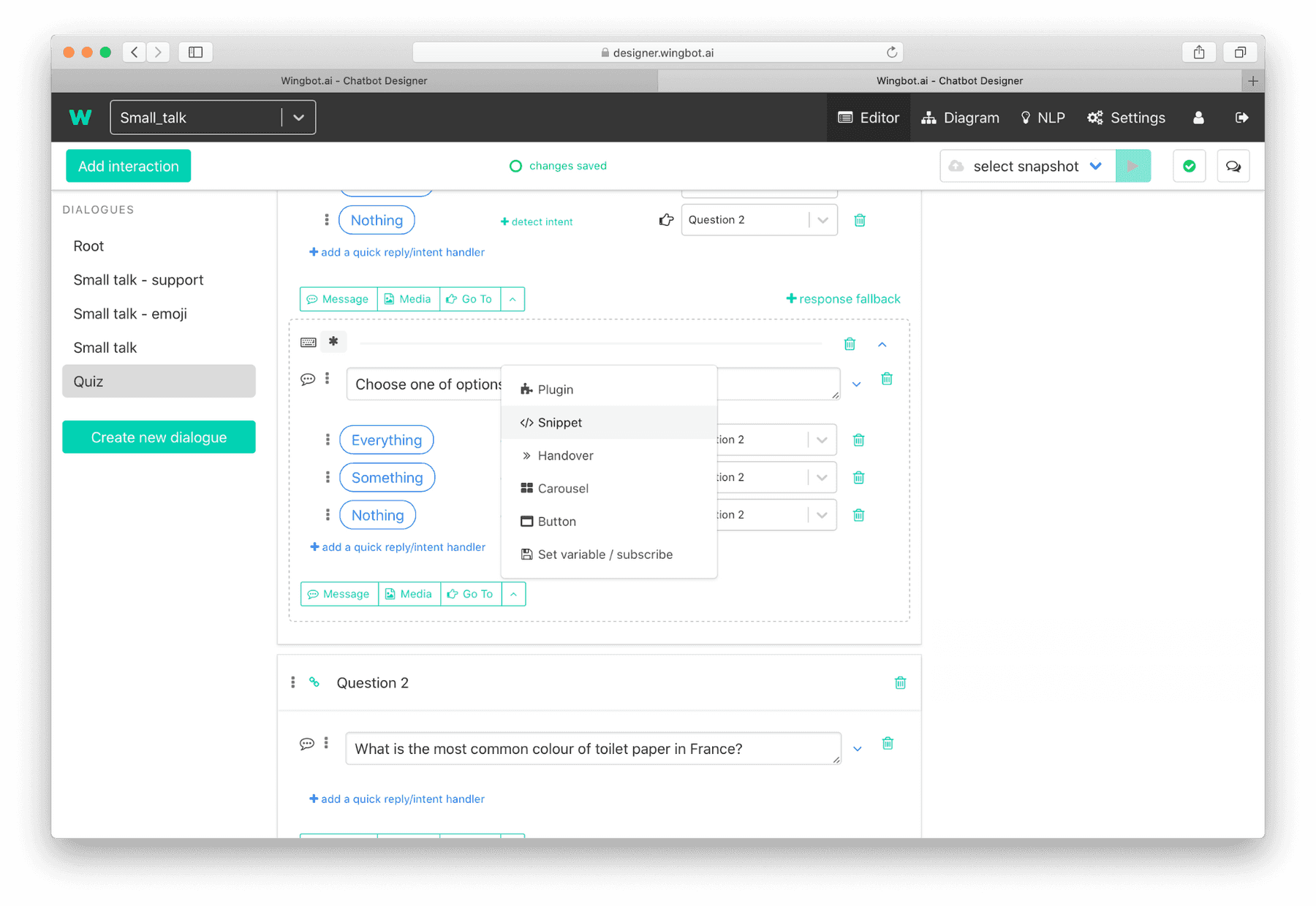 Force user to answer - Wingbot Chatbot Framework Documentation
